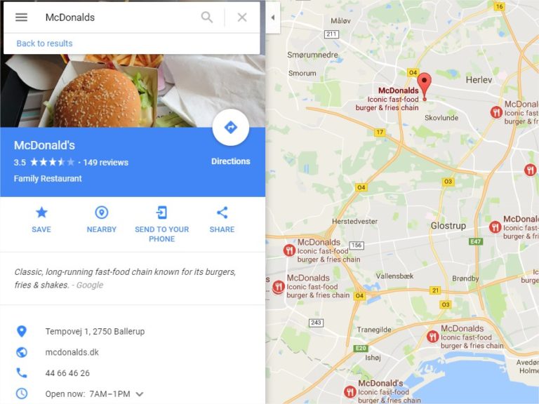 Find den nærmeste McDonalds - se afstand på kort | Danmarkskortet